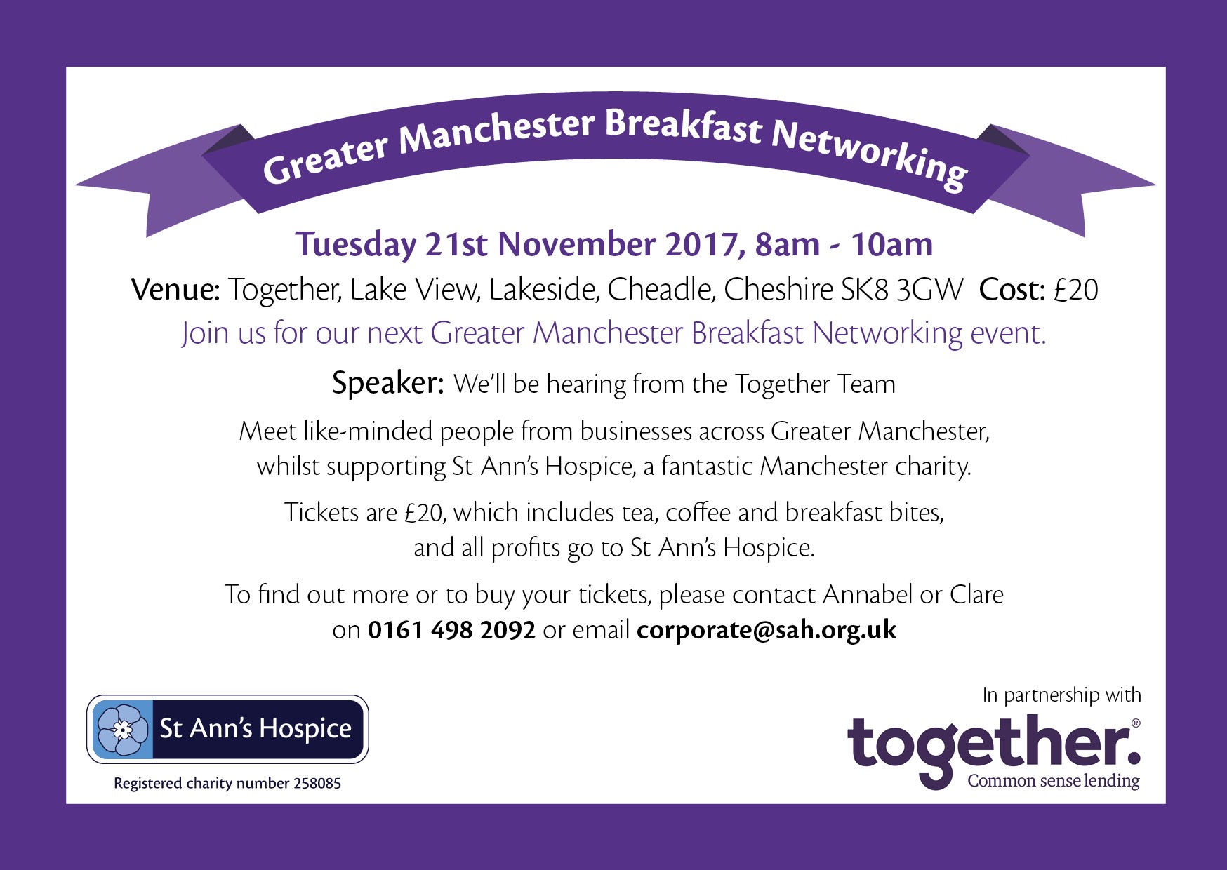 Greater Manchester Breakfast Networking - Moya Cole Hospice
